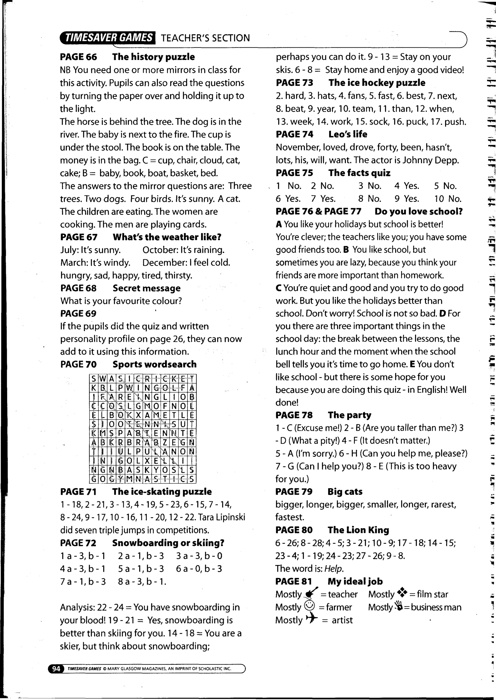 Esl english teaching resources timesaver games | PDF