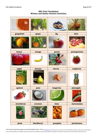 Esl fruit vocabulary | PDF