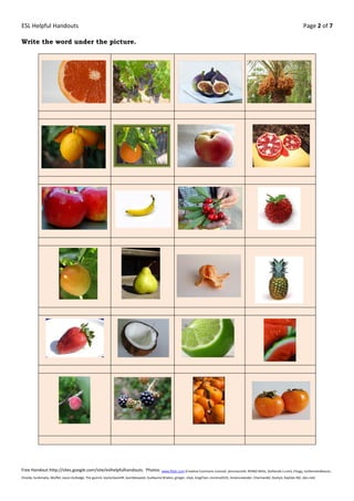 Esl fruit vocabulary | PDF