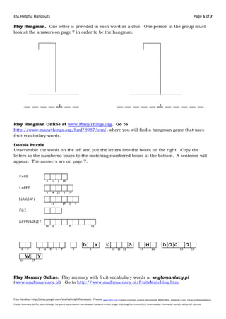 Esl fruit vocabulary | PDF