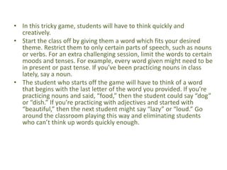 Esl games for grammar review | PPTX