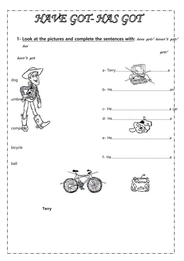 Ejercicios verbo Have got-Has got starter | PDF