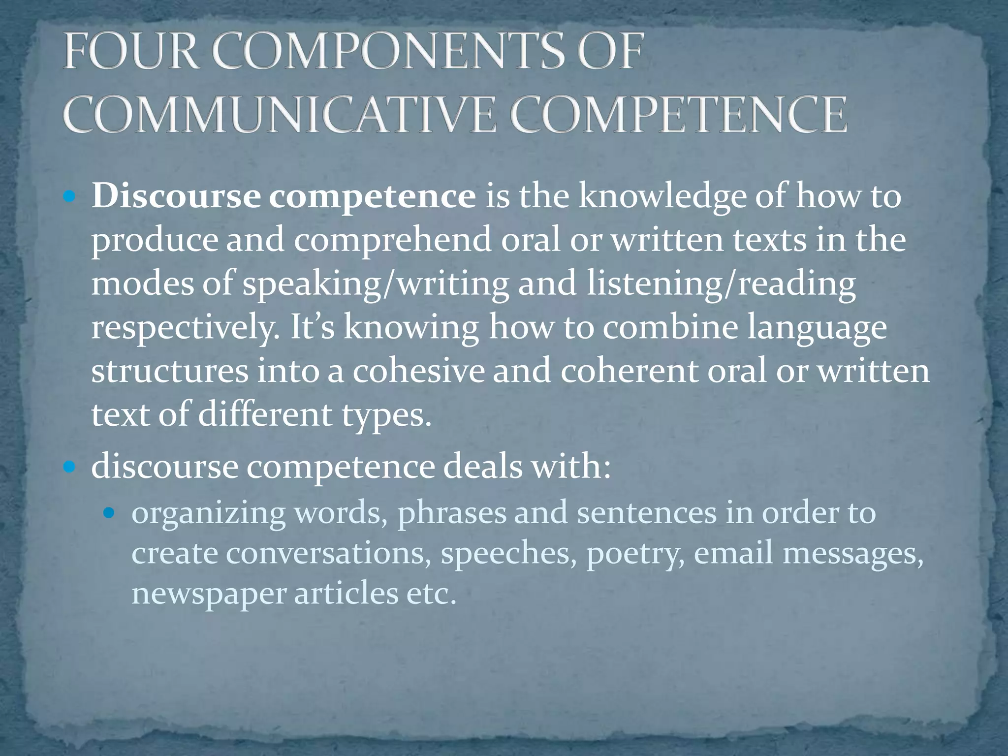 hymes and bachman's theories/model of communicative competence | PPTX