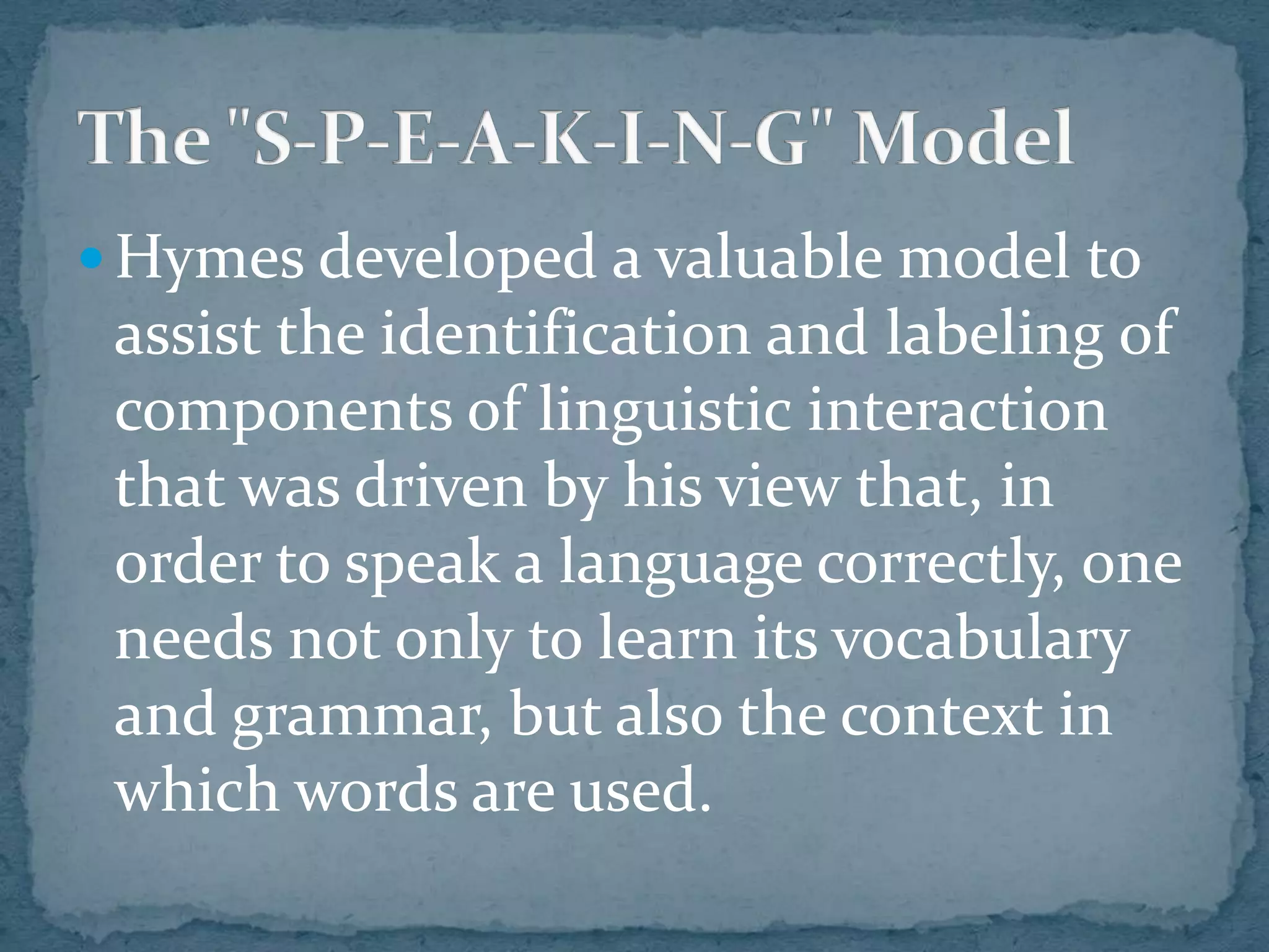 hymes and bachman's theories/model of communicative competence | PPTX