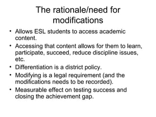ESL Modifications Presentation | PPT