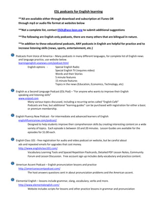 Esl podcasts | PDF