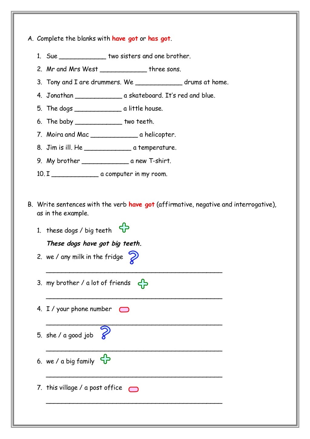 Have got - ESL printables