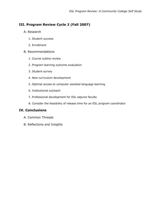 ESL Program Review A Community College Self Study Tesol 2010 Handout ...