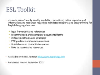 ESL Update for Principals 12/11/12 | PPTX | Educational Assessment ...