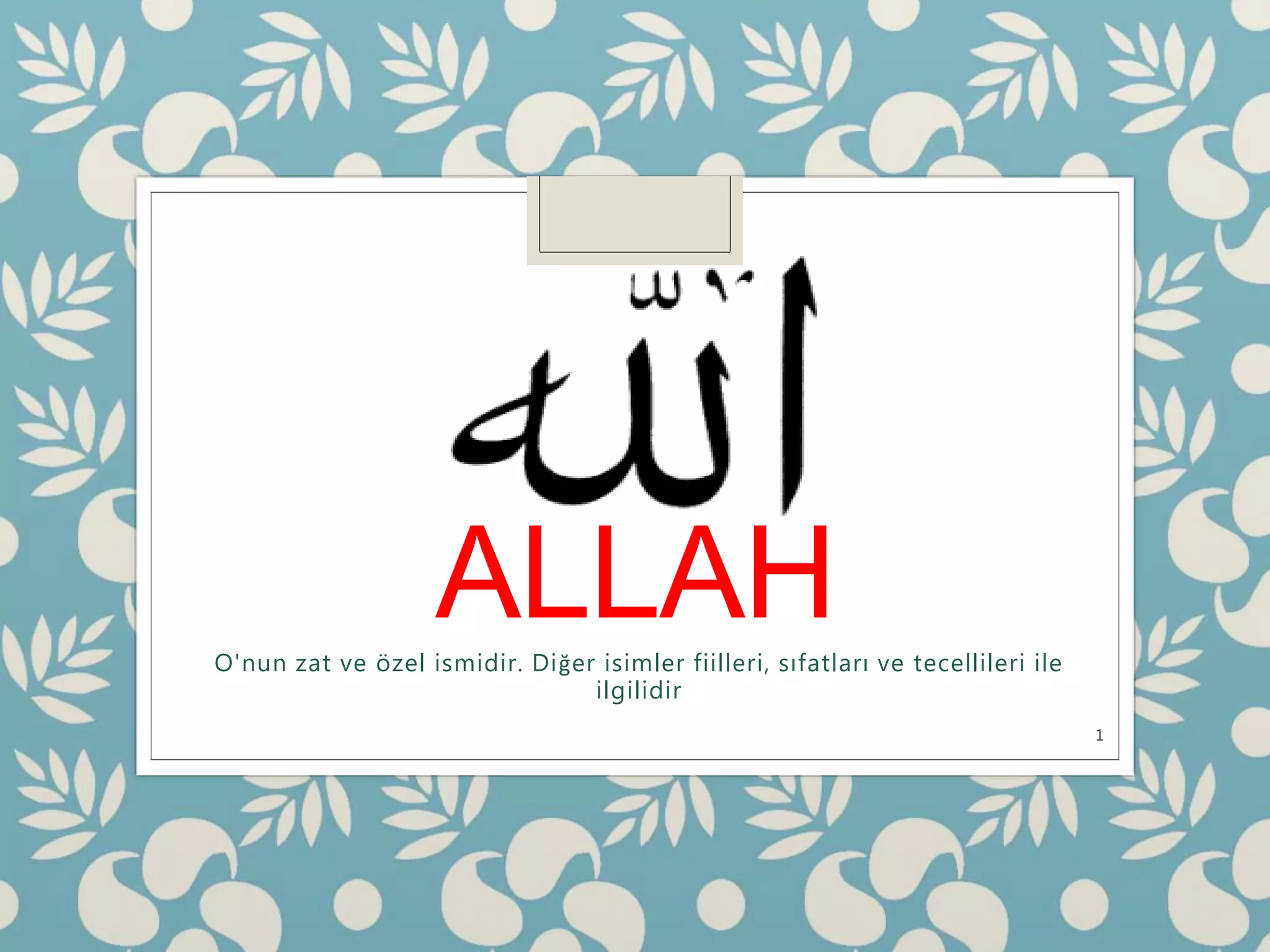 Esmaul Husna Allahin (cc) 99 isimleri. Print yapilabilir halde. | PPTX