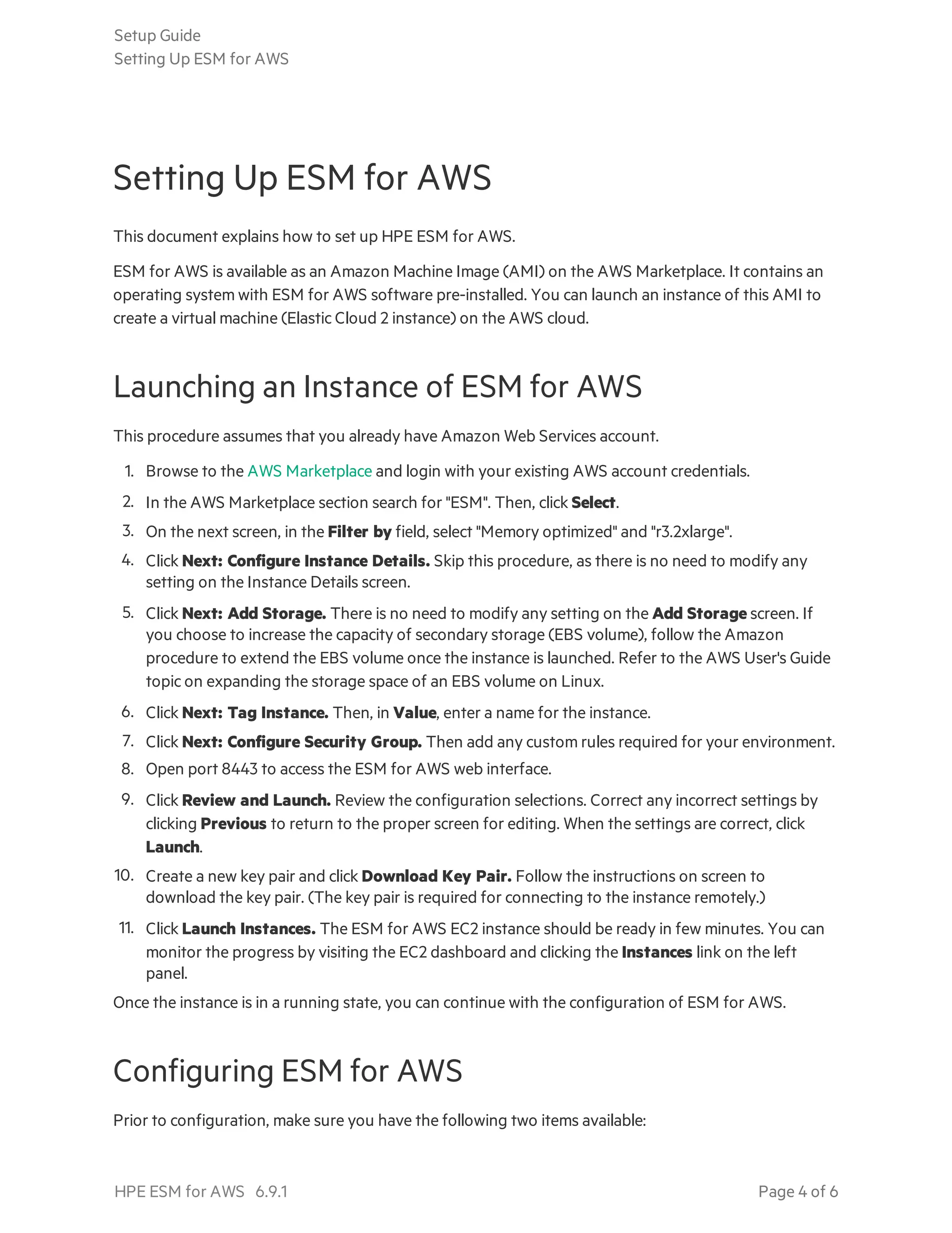 ESM 6.9.1 for AWS Setup Guide | PDF | Cloud Computing | Internet