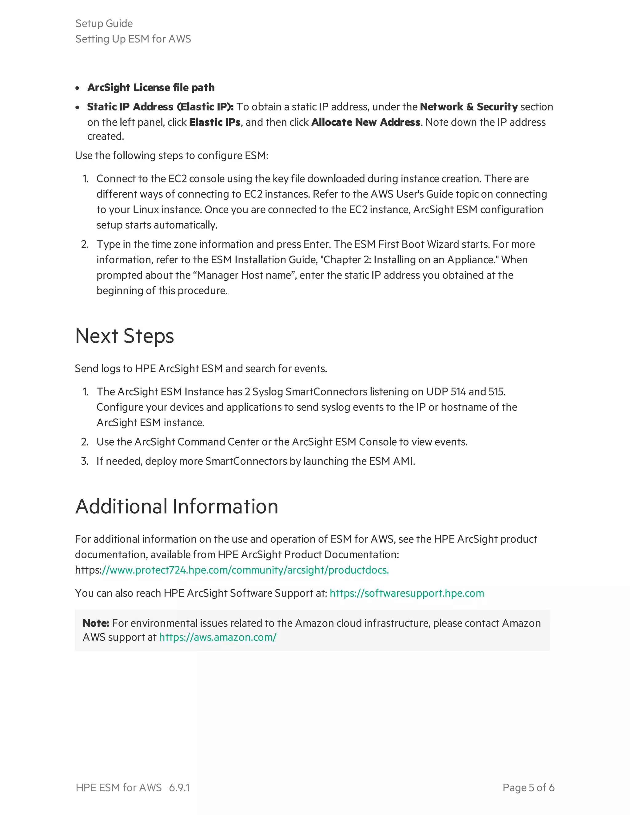 ESM 6.9.1 for AWS Setup Guide | PDF | Cloud Computing | Internet