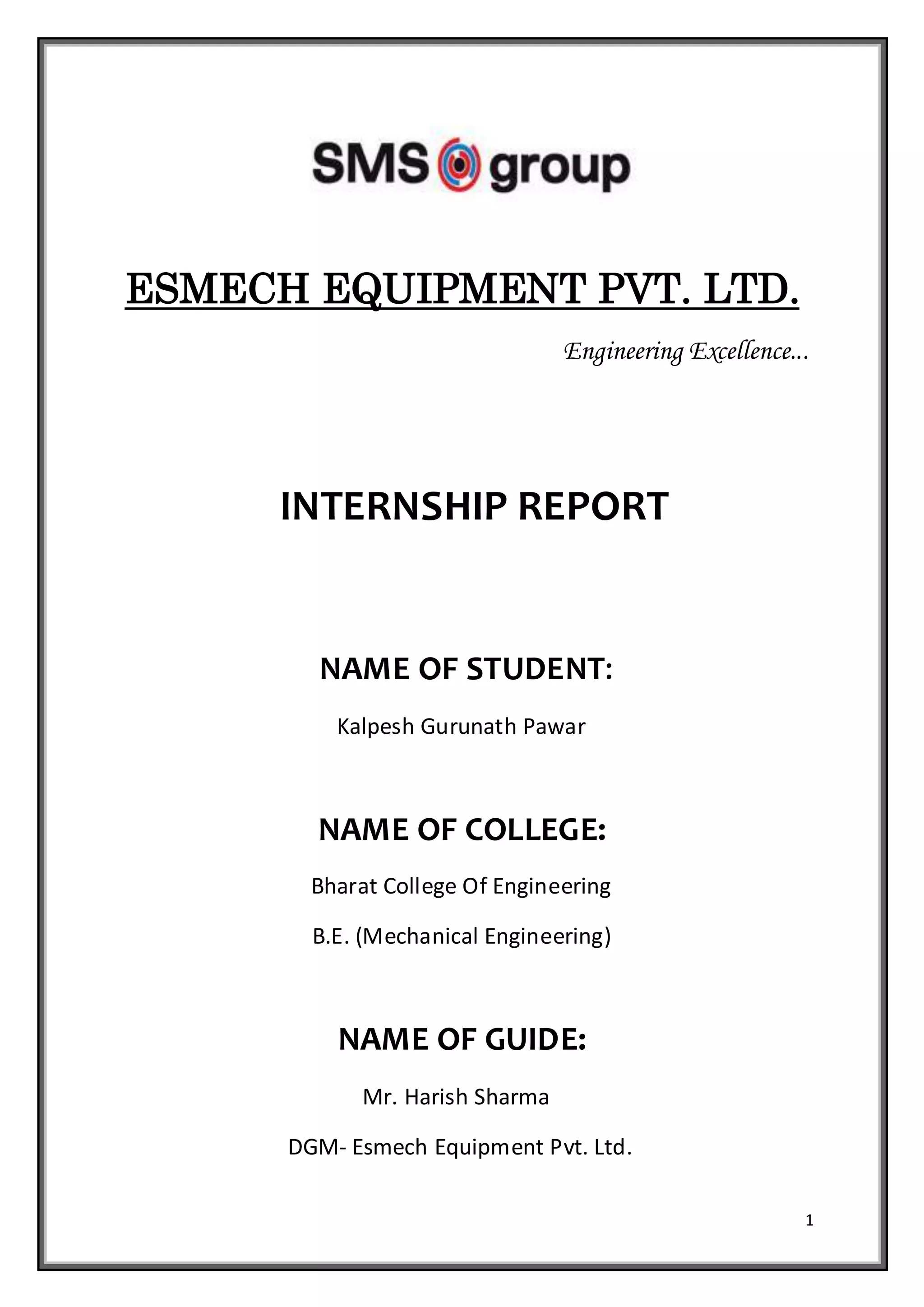Internship Report (MEchanical Engg) by kalpesh pawar | PDF