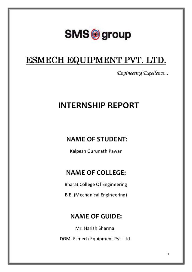 Internship Report (MEchanical Engg) by kalpesh pawar | PDF