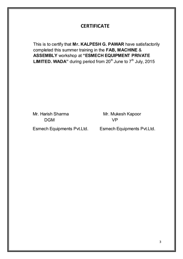 Internship Report (MEchanical Engg) by kalpesh pawar | PDF