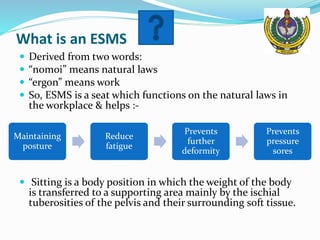 ESMS (Ergonomically Suited Molded Seat Seat For Scoliosis) | PPTX