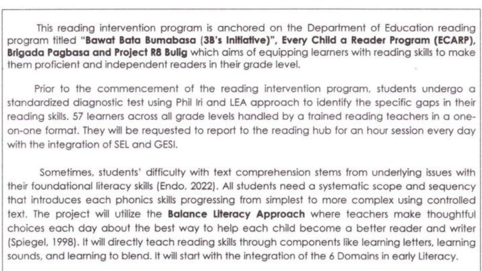 Sample Approved Project Initiative Plan for Secondary Schools | PDF