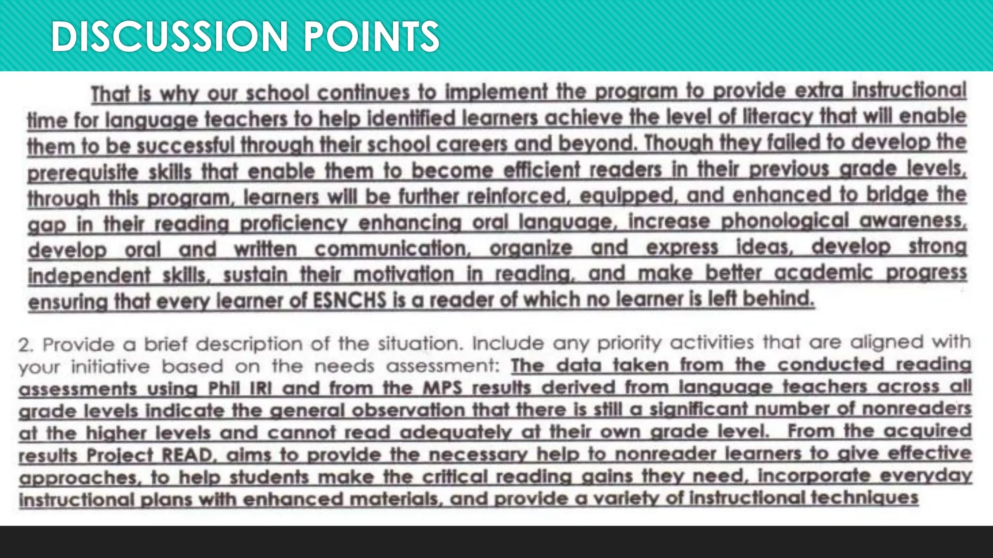 Sample Approved Project Initiative Plan for Secondary Schools | PDF