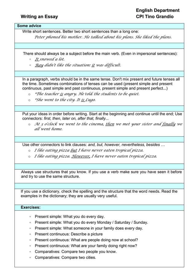 Eso 3 how to write an essay | PDF