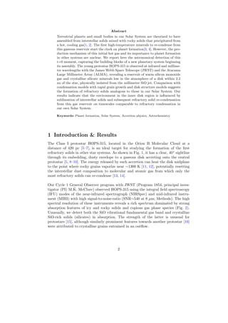 Refractory solid condensation detected in an embedded protoplanetary ...