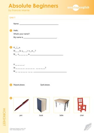 Esol-absolute-beginners unit-1-roman | PDF