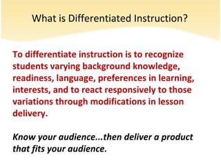 ESOL Differentiated Instruction Presentation | PPT