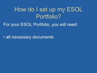 ESOL Portfolio | PPT