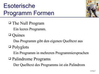 esolang: Esoterische Programmiersprachen | PPT