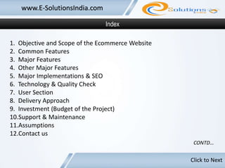 E-Commerce Website Designing Proposal Form E solutions india | PPSX