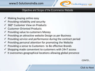 E-Commerce Website Designing Proposal Form E solutions india | PPSX