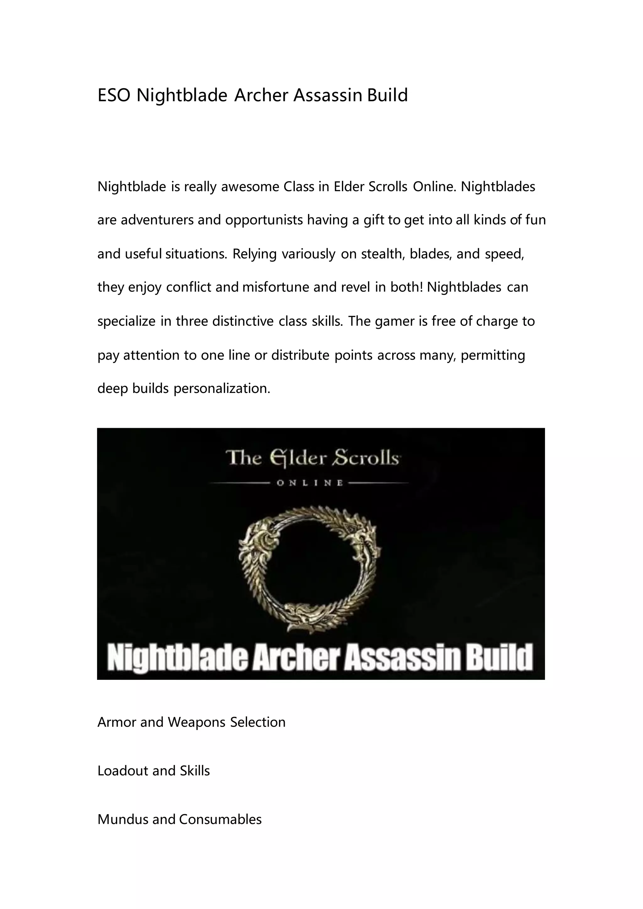 ESO Nightblade Archer Assassin Build | PDF
