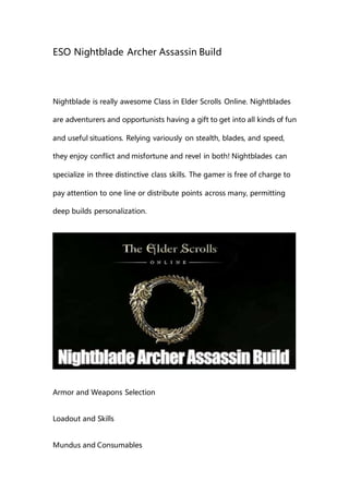 ESO Nightblade Archer Assassin Build | DOCX