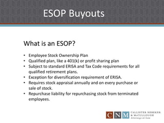 Employee Stock Onwership Plan (ESOP) Buyouts | PPT