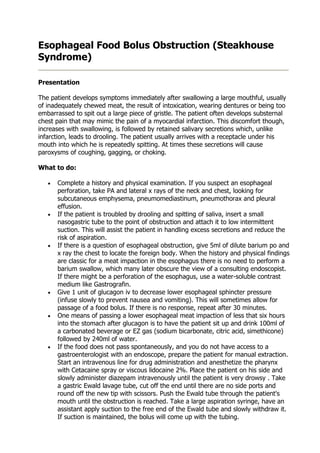 Esophageal Food Bolus Obstruction | DOC | Digestive Disorders ...