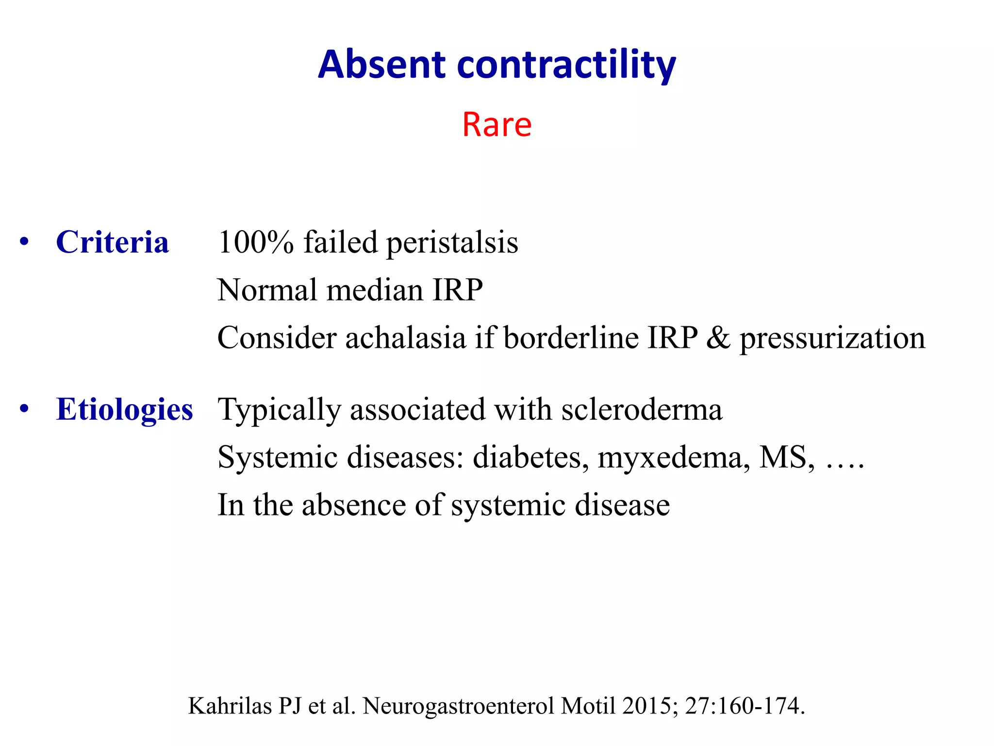 Esophageal motility disorders in Chicago classification v3.0 | PPTX