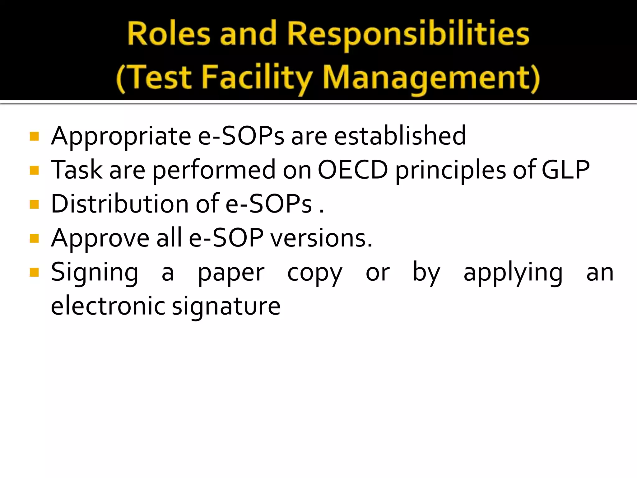 Management of e-SOP in GxP environment . | PPTX