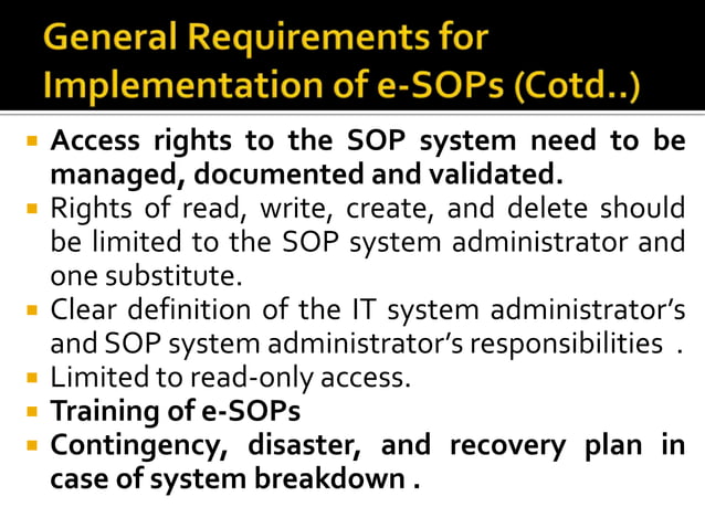 Management of e-SOP in GxP environment . | PPT