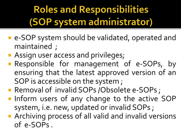 Management of e-SOP in GxP environment . | PPT