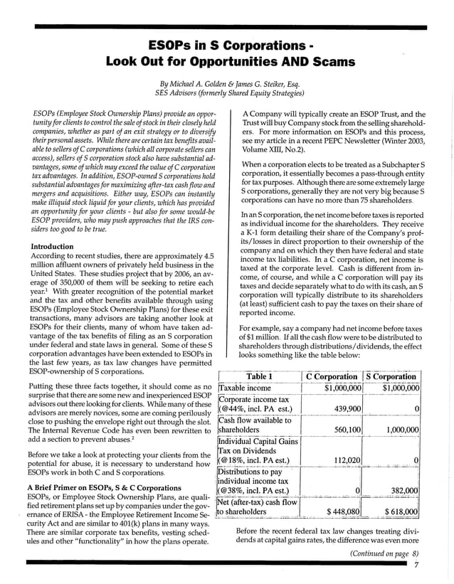 ESOPs in S Corporations | PDF