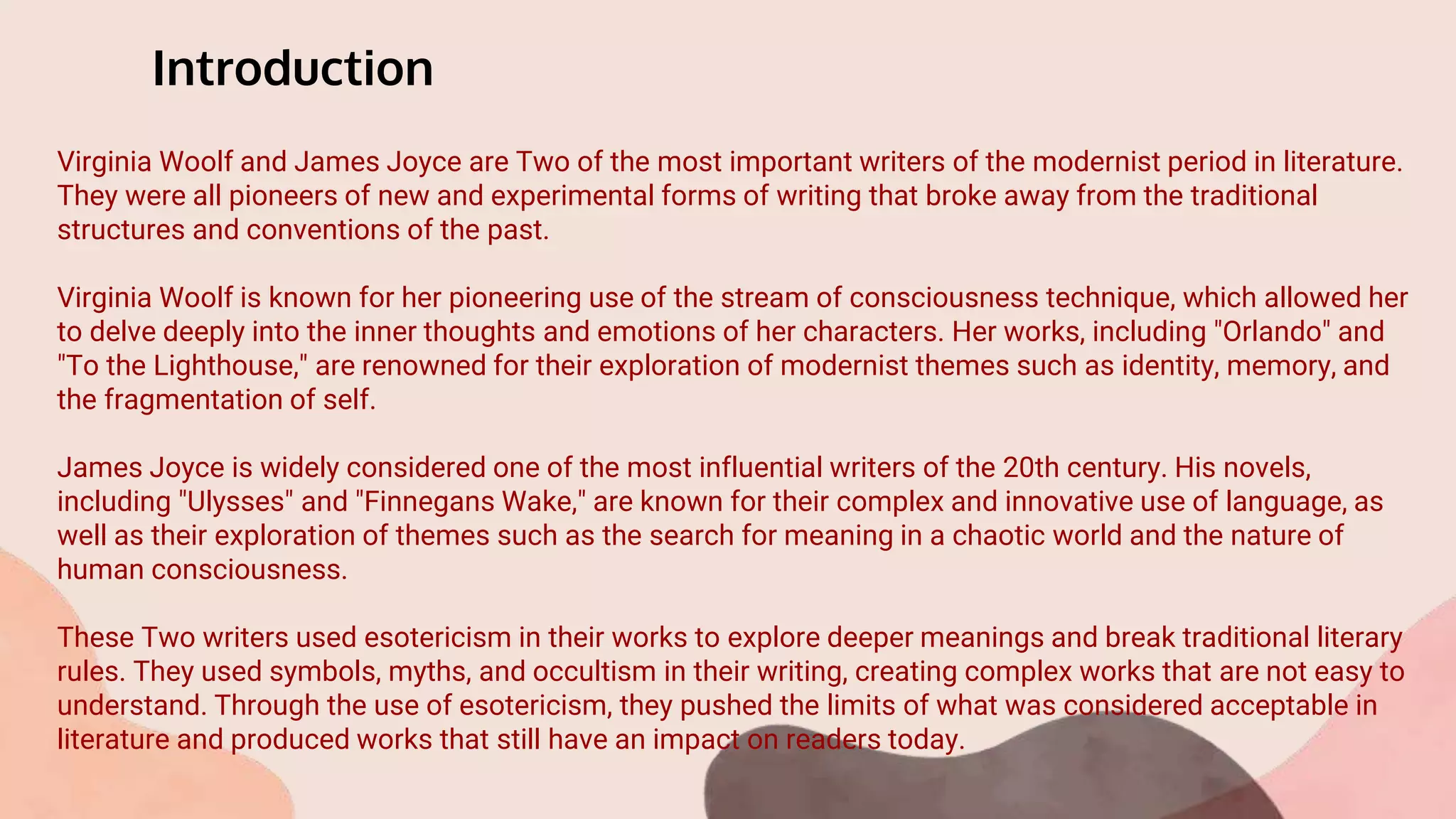 Esotericism in the Works of Virginia Woolf and James Joyce.pptx