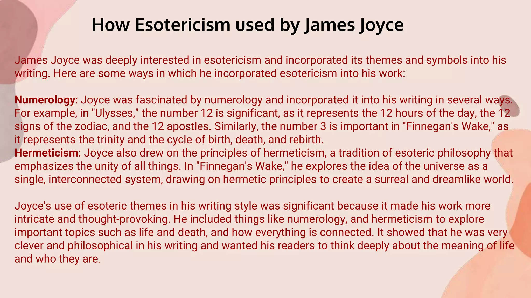 Esotericism in the Works of Virginia Woolf and James Joyce.pptx