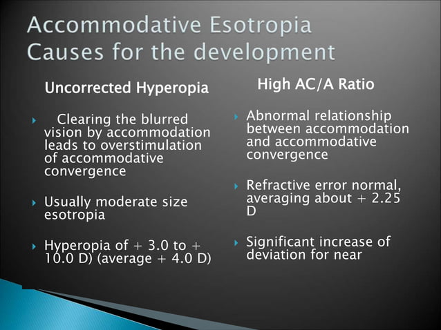 Esotropia , classification , diagnosis and management | PPTX | Eye and ...