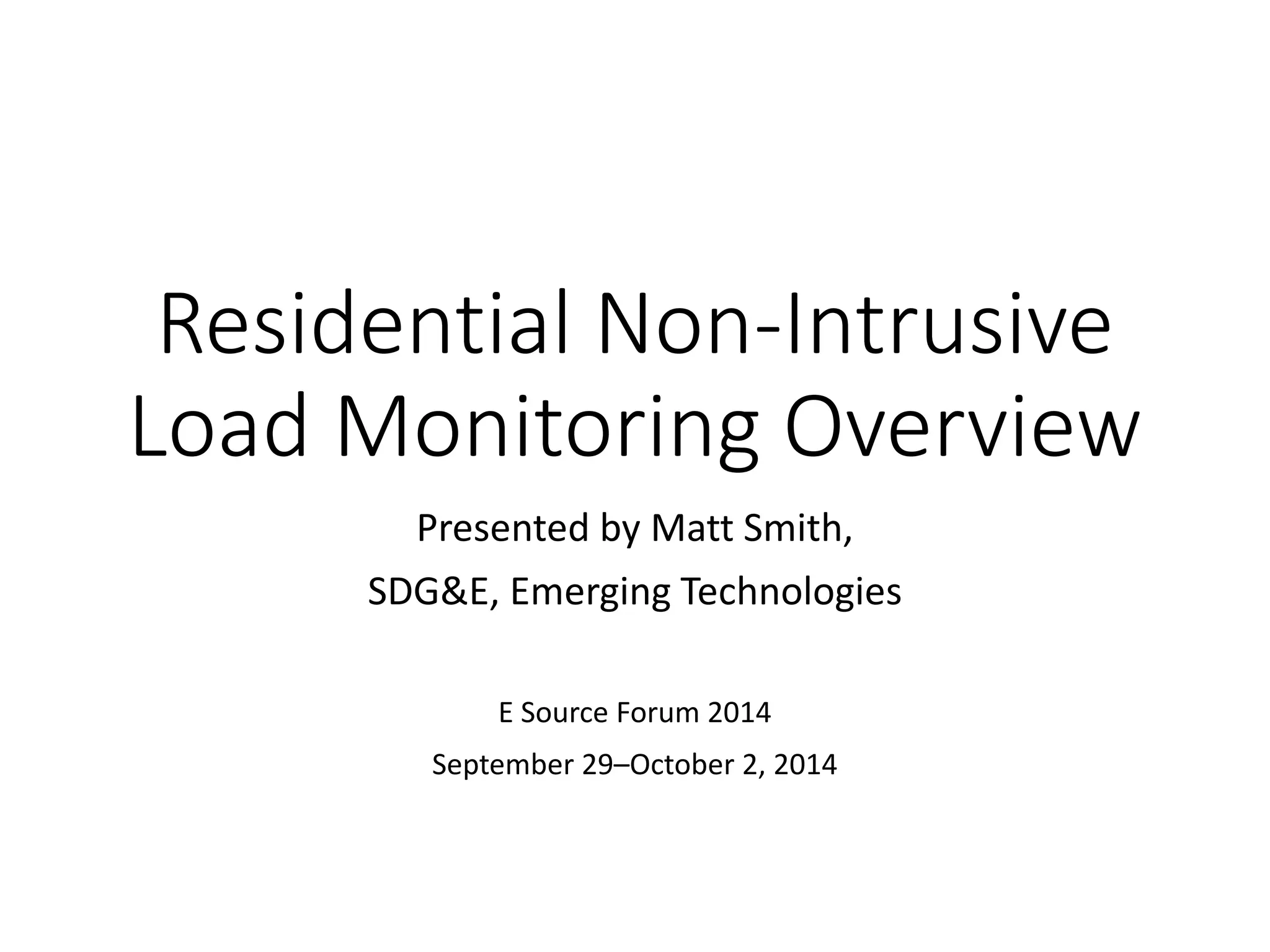 Residential Non-Intrusive Load Monitoring Overview | PDF
