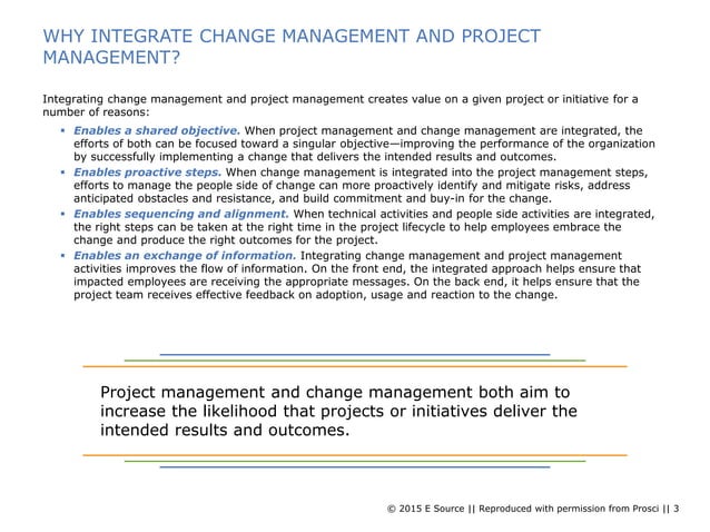 Integrating Change Management and Project Management | PDF
