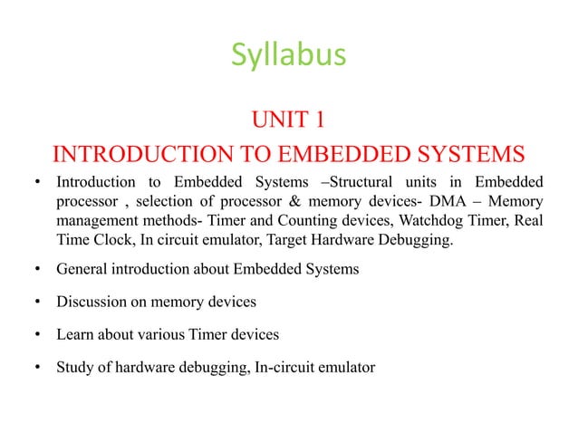 EMBEDDED SYSTEMS overview | PPTX | Operating Systems | Computer Software and Applications