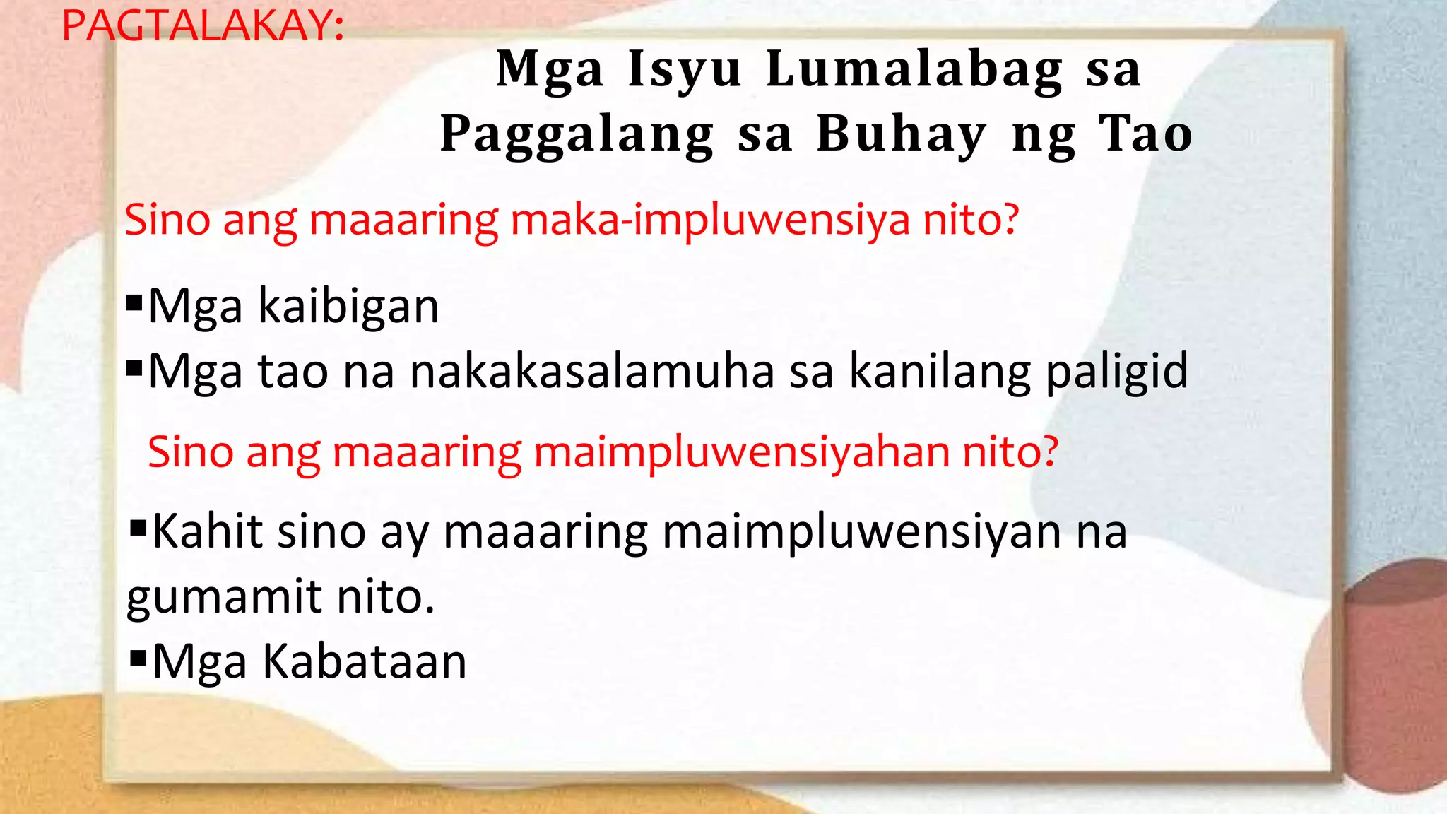 Moral Na Isyu Paggalang sa Buhay | PPTX