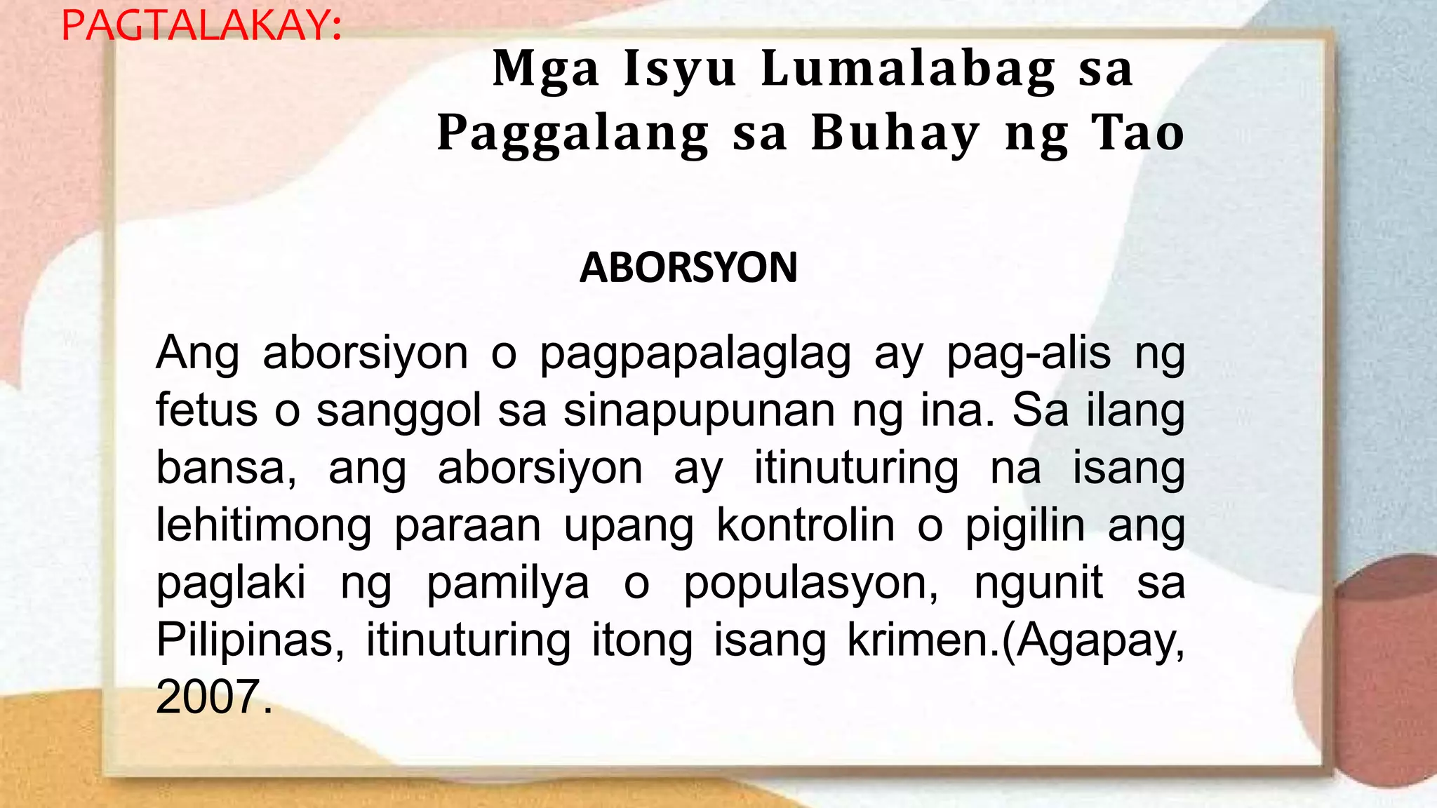 Moral Na Isyu Paggalang sa Buhay | PPTX