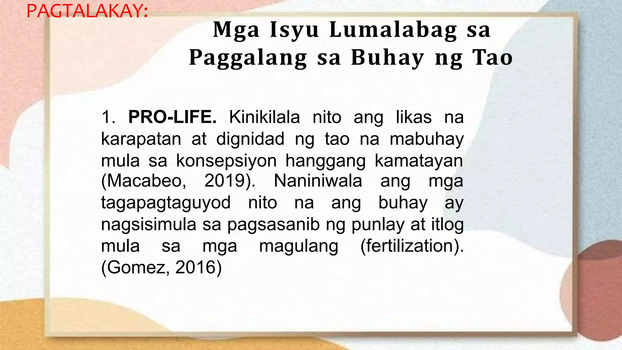 Moral Na Isyu Paggalang sa Buhay | PPTX