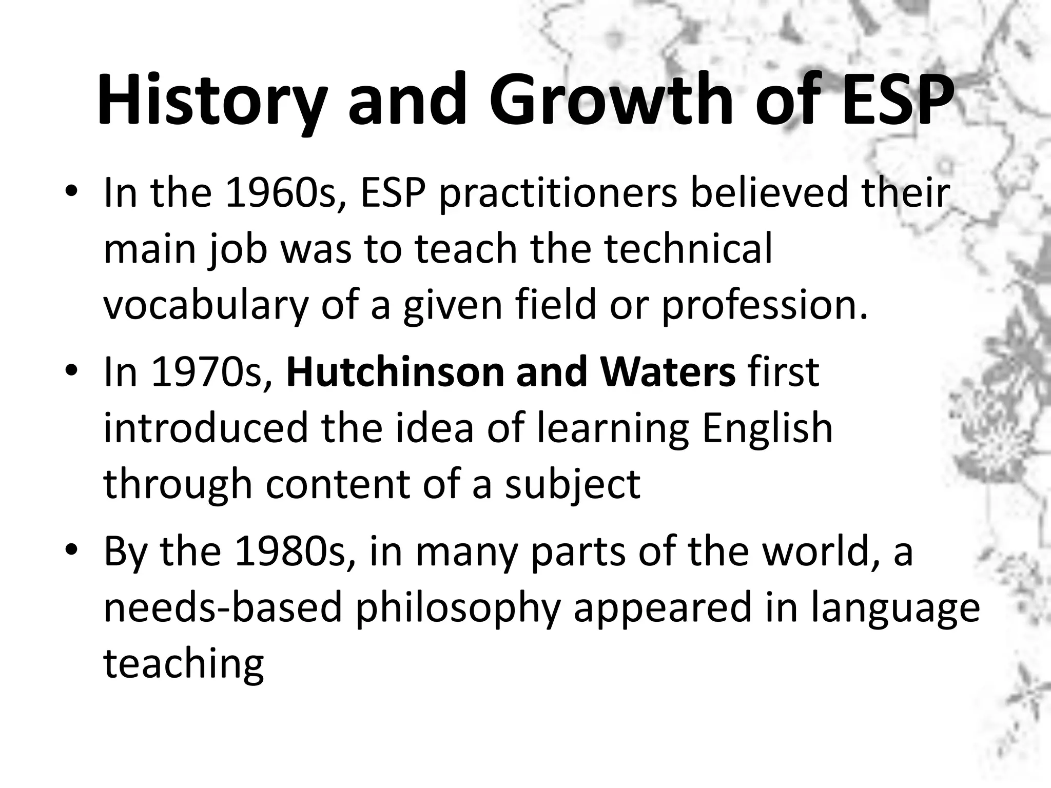 HISTORY, GROWTH AND PHASES OF ESP | PPTX
