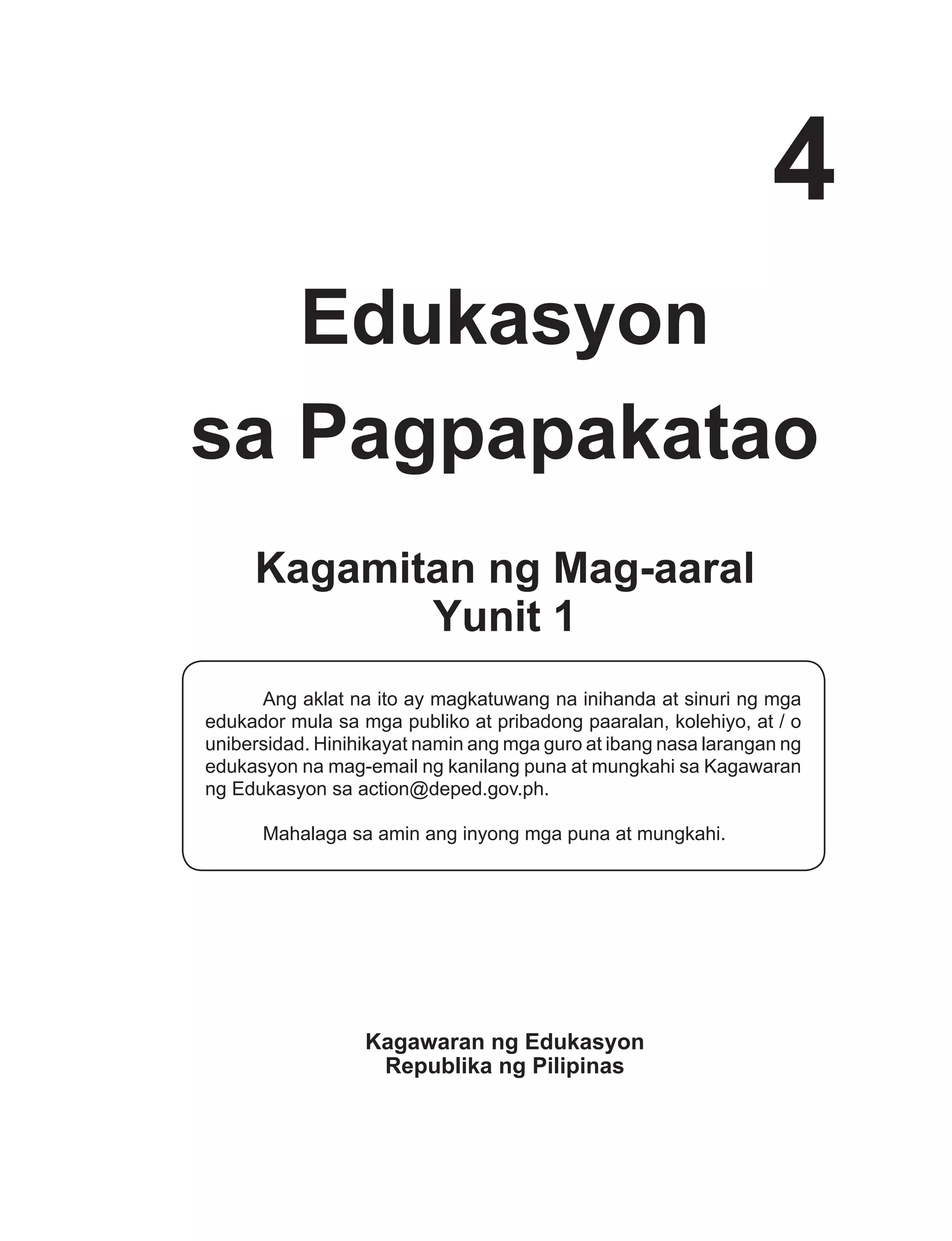 K TO 12 GRADE 4 LEARNER’S MATERIAL IN ESP (Q1-Q4) | PDF